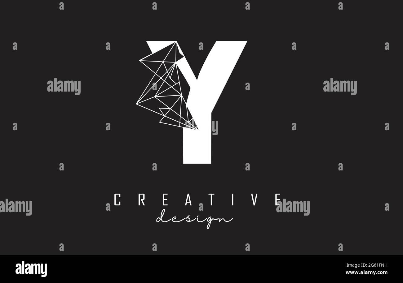 Outline Letter Y logo design with broken stone, glass detail. Vector ...