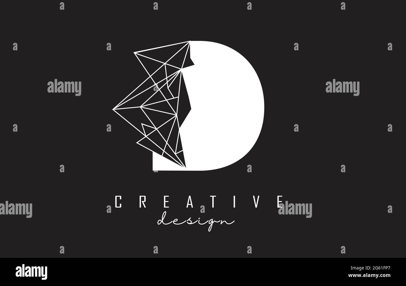 Outline Letter D logo design with broken stone, glass detail. Vector ...