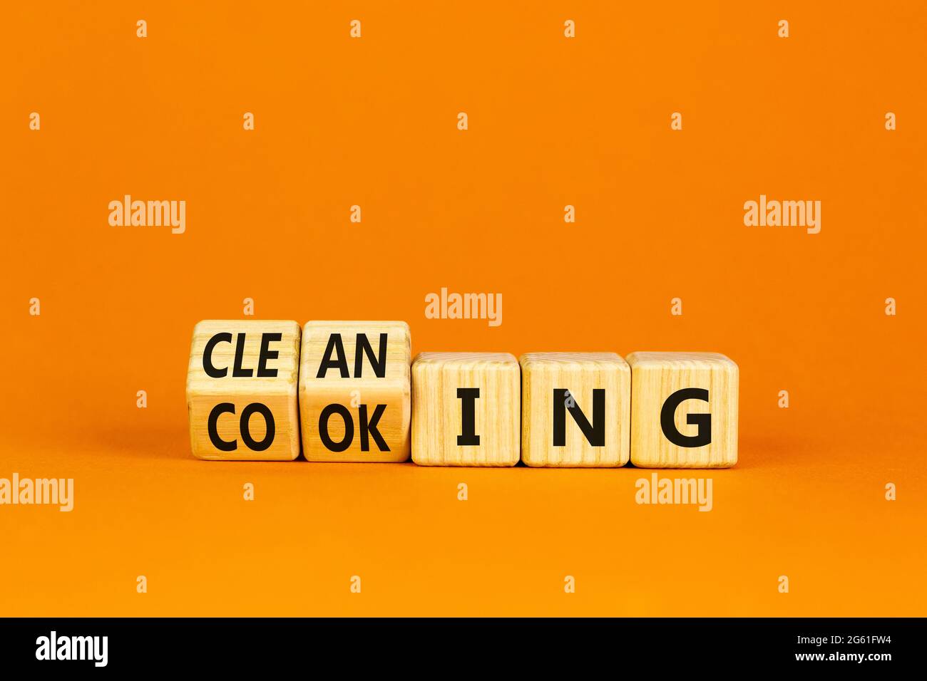 Cleaning or cooking symbol. Turned wooden cubes and changed the word ...