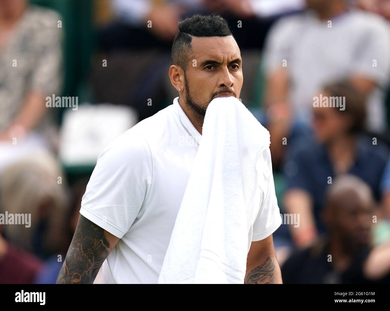 Nick Kyrgios in action against Gianluca Mager in the second round match ...