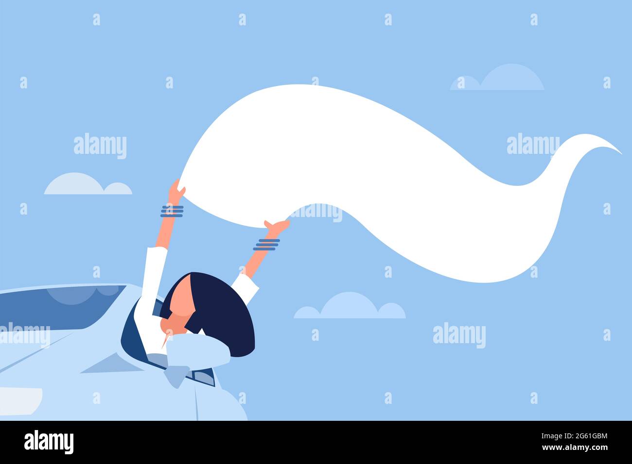 A young girl flying her shawl out of a moving car window Stock Vector ...