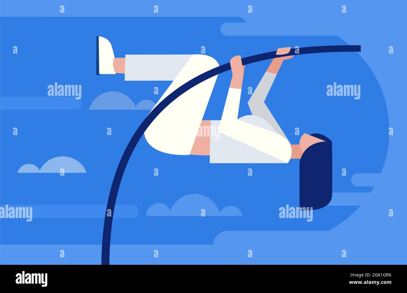 Illustration of a girl jumping high with a pole Stock Vector Image ...