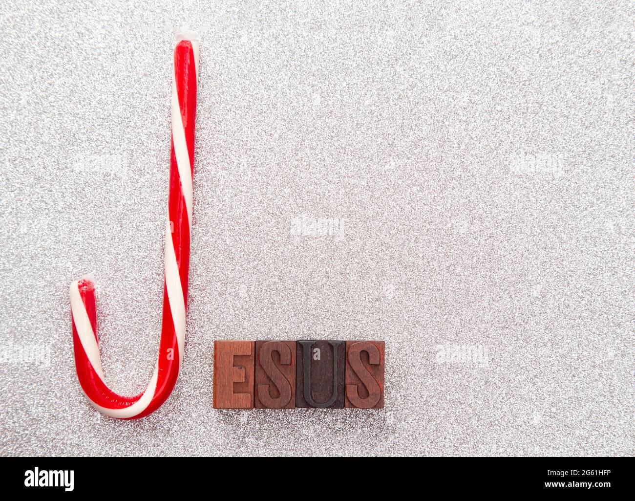 Jesus Spelled with a Traditional Candy Cane and Block Letters Stock ...