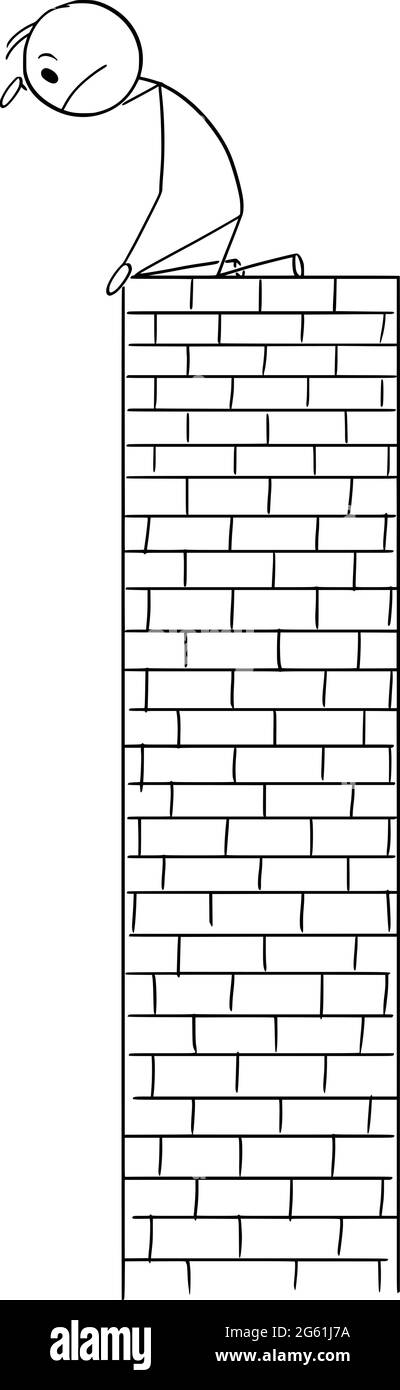 Lonely Person Alone on High Tower, Loneliness or Solitude, Vector ...