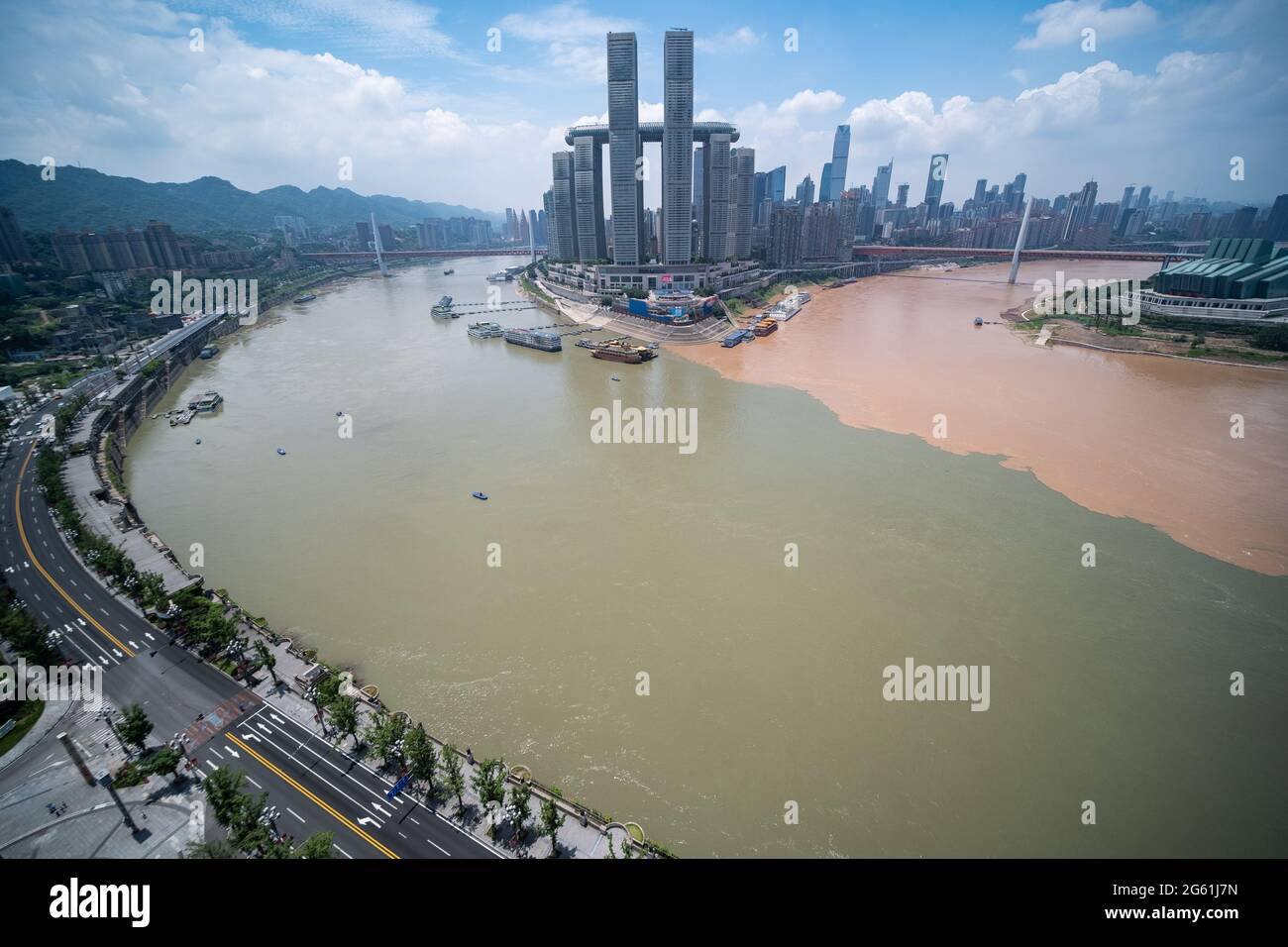 Chongqing, China. 30th June, 2021. The intersectional zone of Yangtze ...