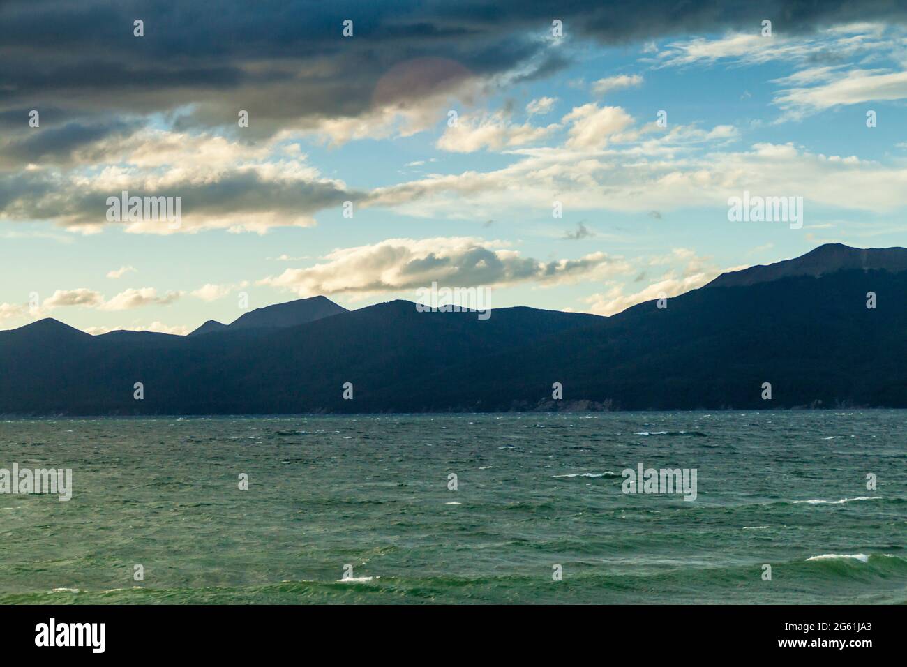 Lago Fagnano (also Cami) lake at Tierra del Fuego island, Argentina ...