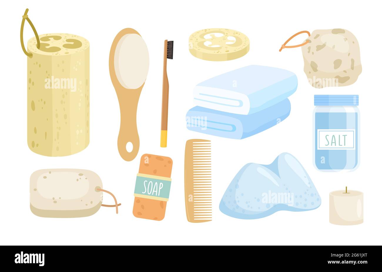 Eco bath accessories vector illustration set, cartoon flat zero waste ...