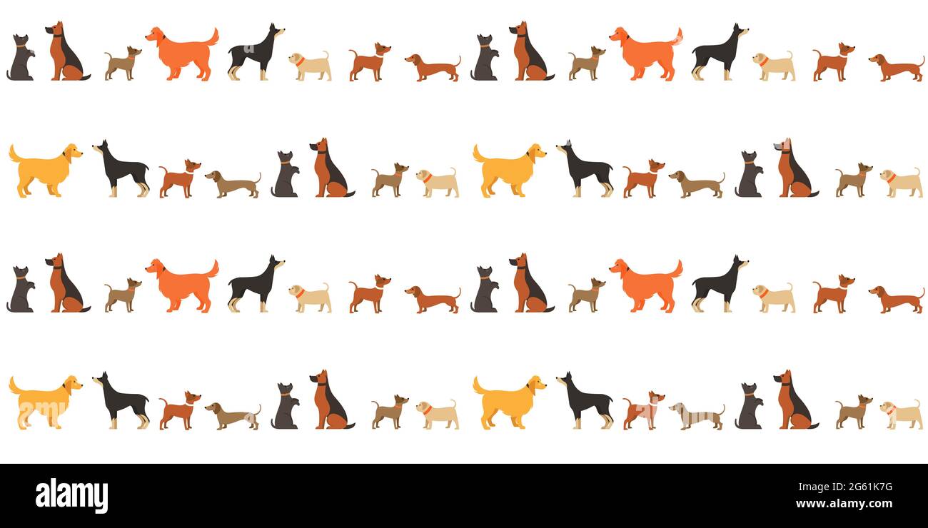 Cute dog pets seamless pattern vector illustrations. Cartoon flat ...