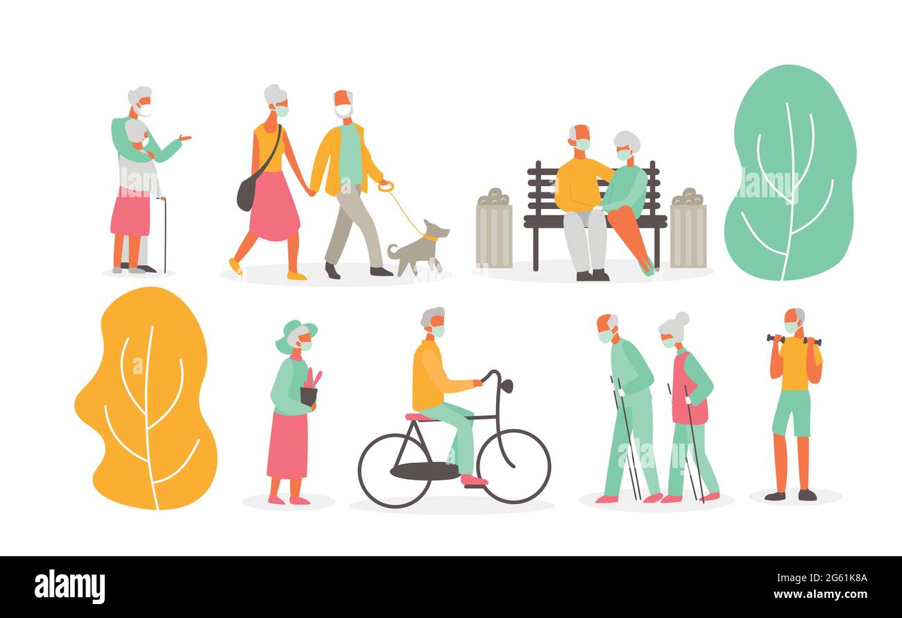 Elderly people in protective Stock Vector Images - Alamy