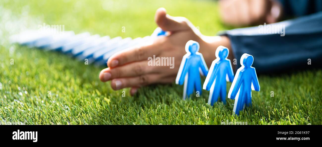 Domino Fall Prevention. Stop Falling Persons. Prevent Risk Stock Photo ...