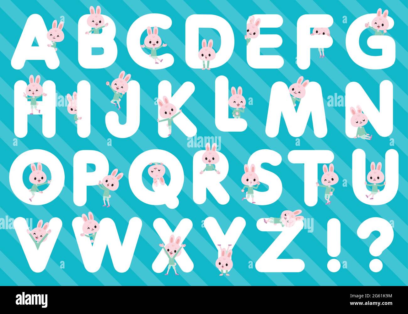 A set of Rabbit boy designed with alphabet.It's vector art so it's easy ...
