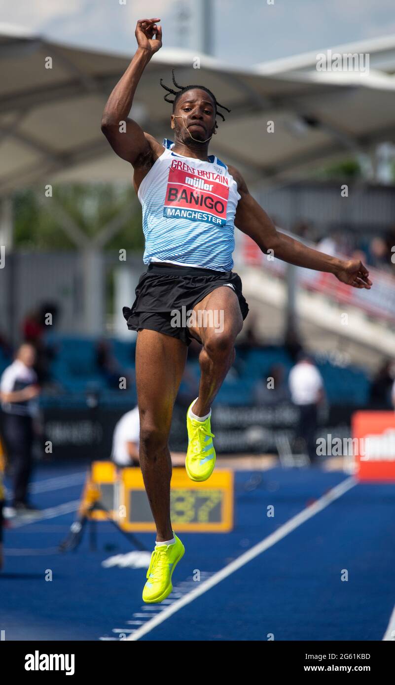 MANCHESTER - ENGLAND 25/27 JUN 21: Reynold Banigo competing in the long ...