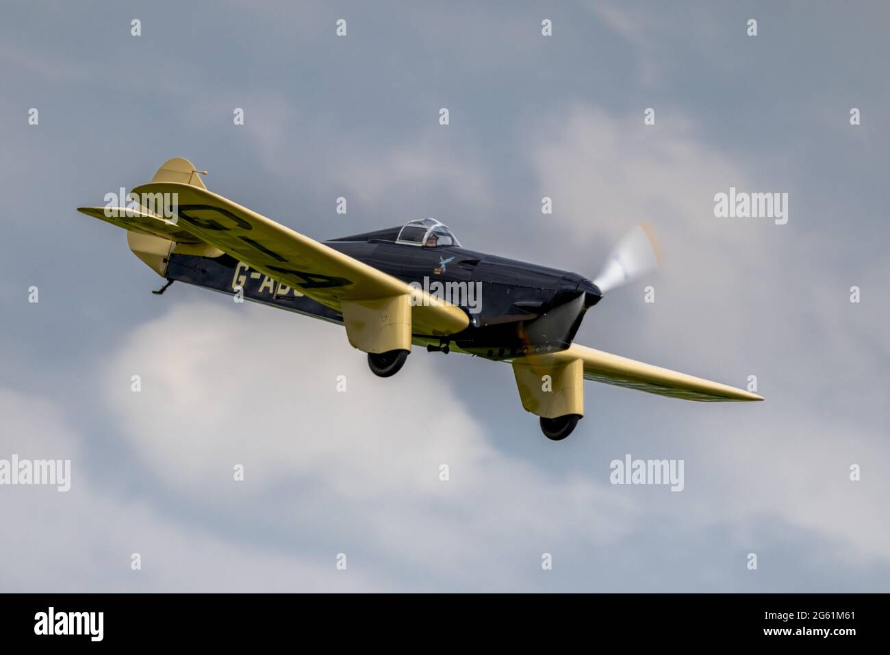 1935 Miles Hawk Speed Six (G-ADGP) airborne at Shuttleworth Flying ...