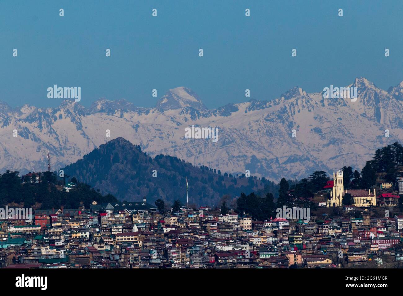 Panoramic view of Shimla, Himachal Stock Photo - Alamy