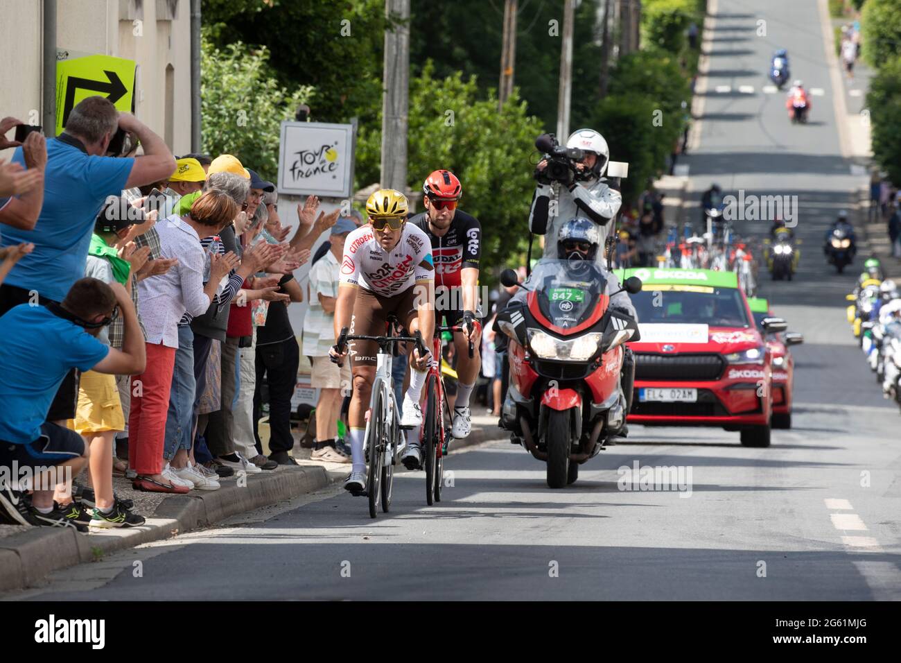 Ecueille, France. 01st July, 2021. Greg Van Avermaet heading the ...