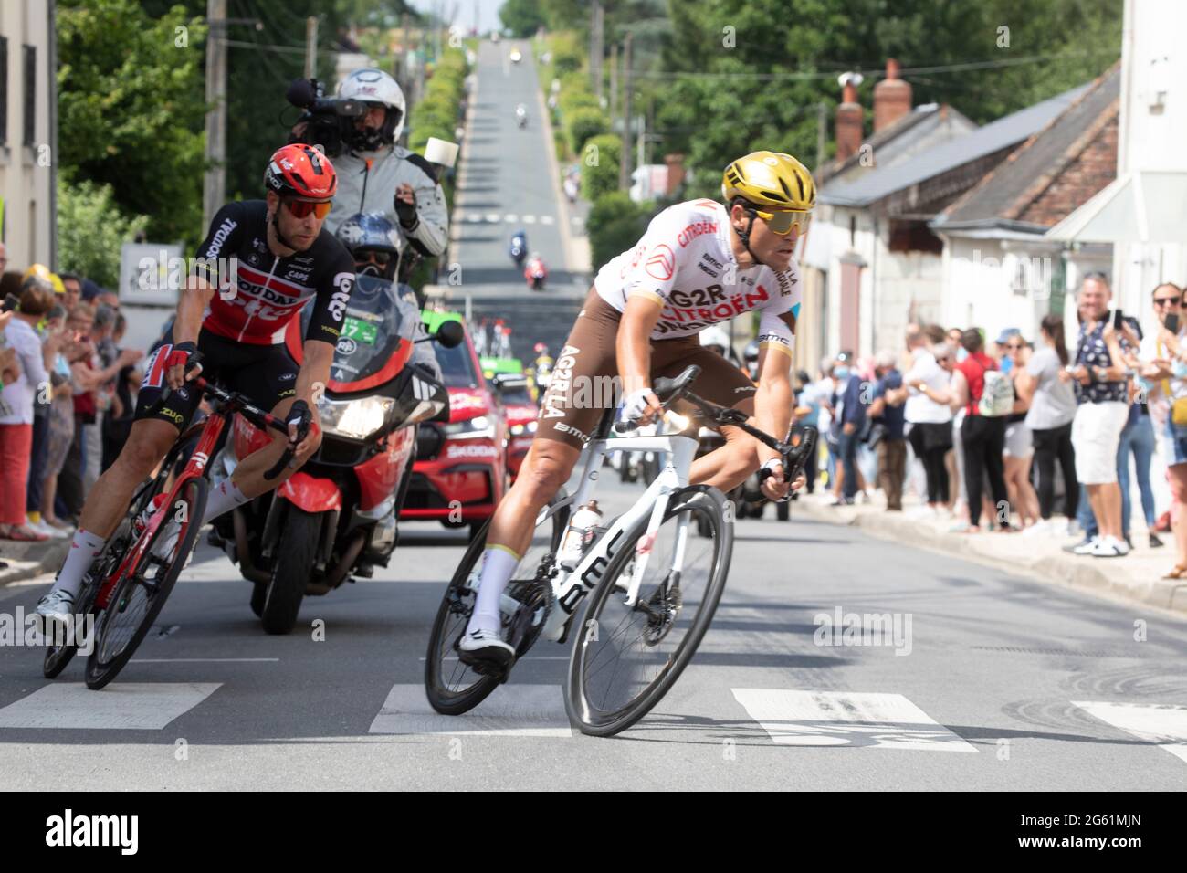 Ecueille, France. 01st July, 2021. Greg Van Avermaet heading the ...