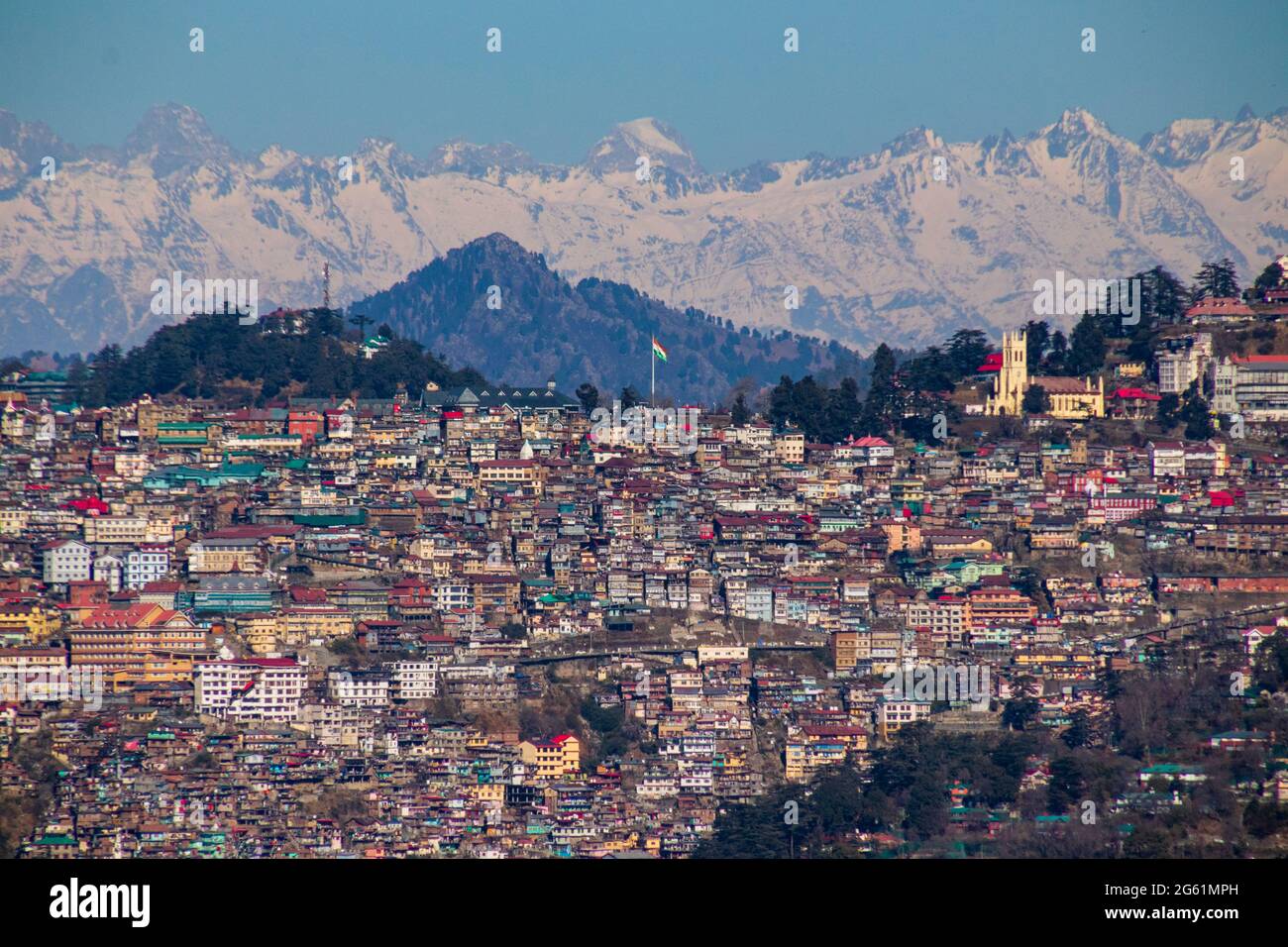 Panoramic view of Shimla, Himachal Stock Photo - Alamy