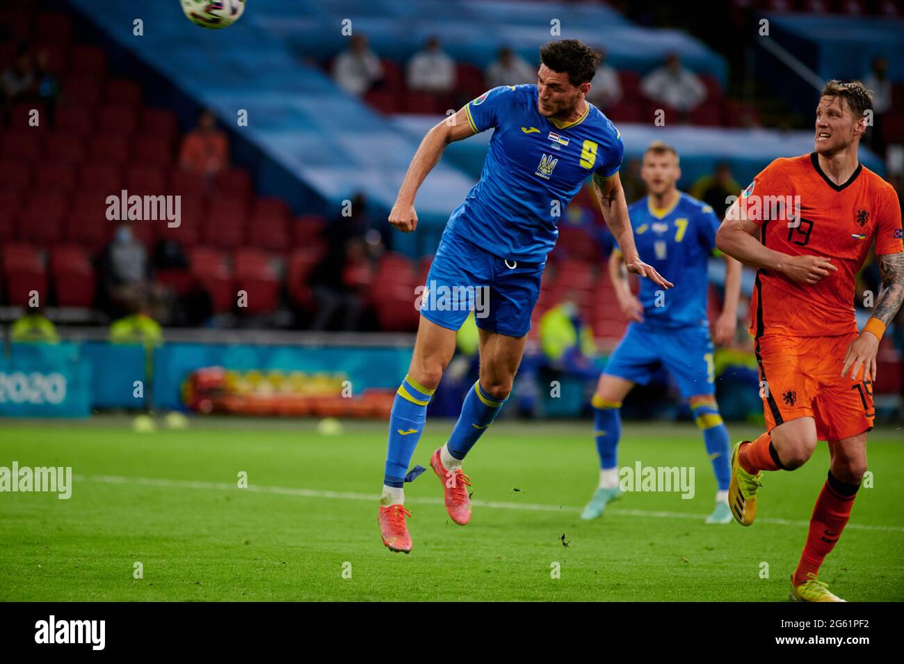 AMSTERDAM, NETHERLANDS - JUNE 13, 2021: Roman Yaremchuk (9) EURO 2020 ...