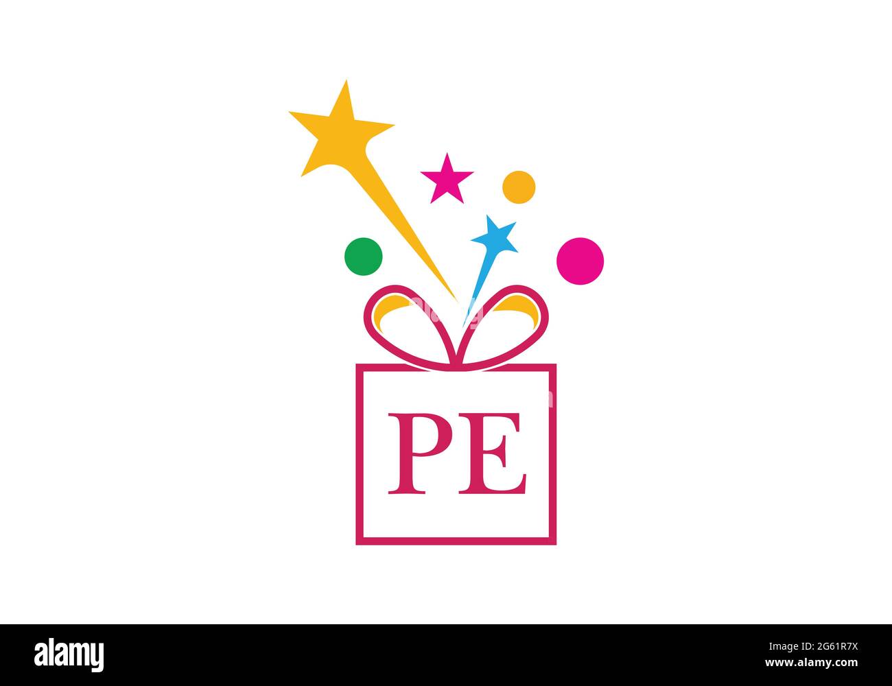 Gift Box, gift shop letter alphabet P E logo icon for Luxury brand ...