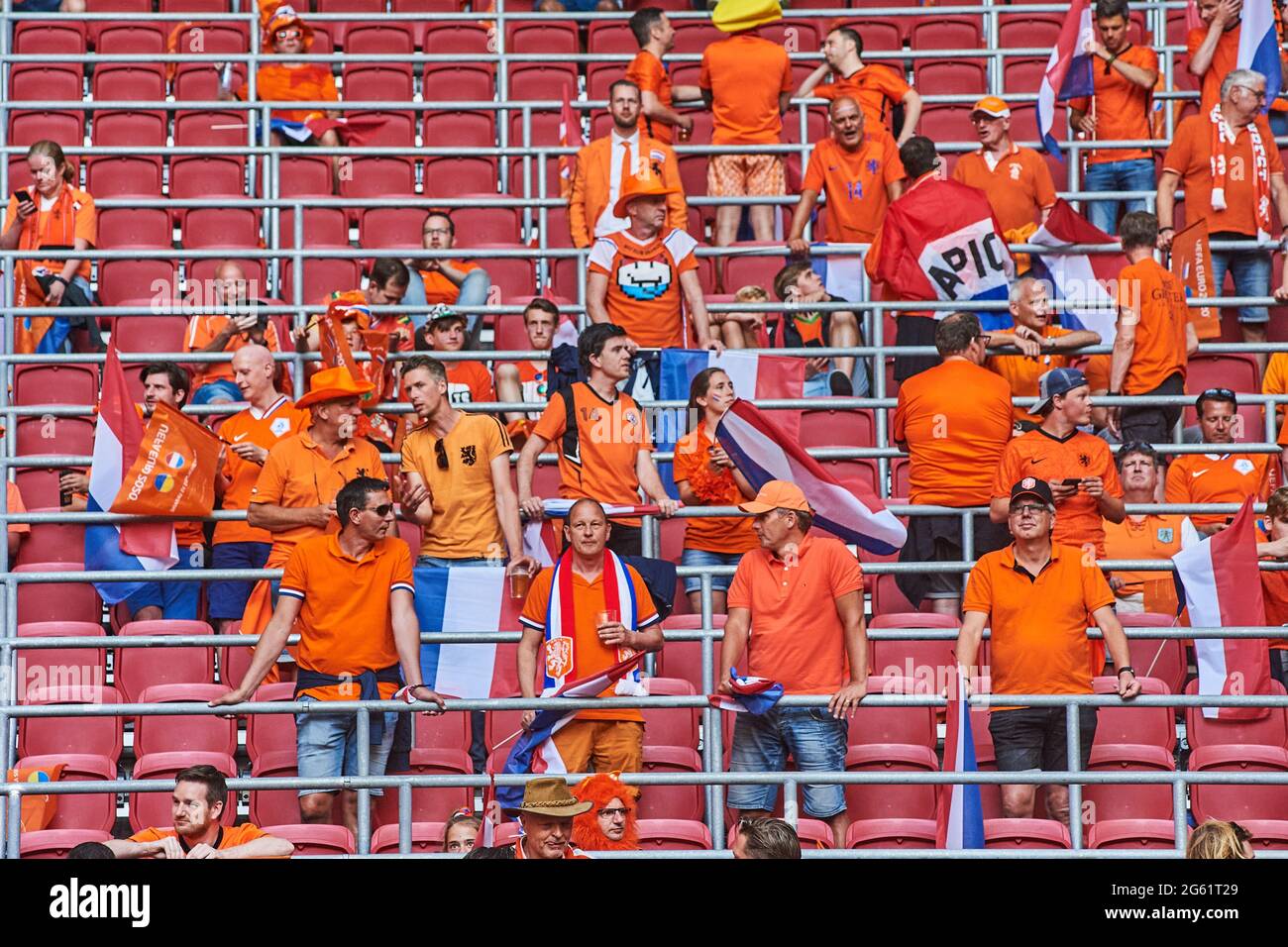 AMSTERDAM, NETHERLANDS - JUNE 13, 2021: Fans of Netherlands. EURO 2020 ...