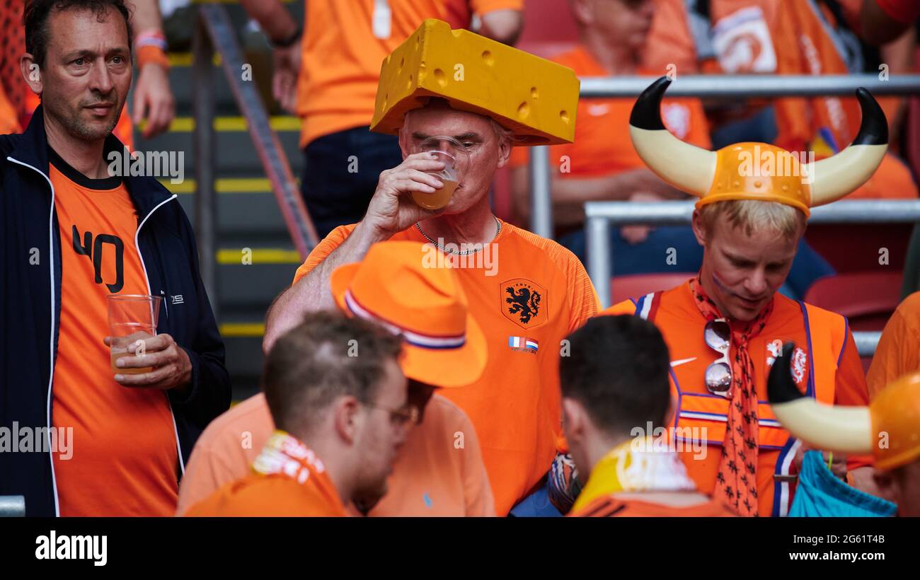 AMSTERDAM, NETHERLANDS - JUNE 13, 2021: Fans of Netherlands. EURO 2020 ...