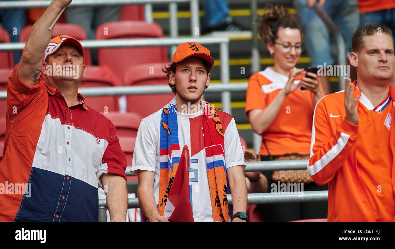 AMSTERDAM, NETHERLANDS - JUNE 13, 2021: Fans of Netherlands. EURO 2020 ...