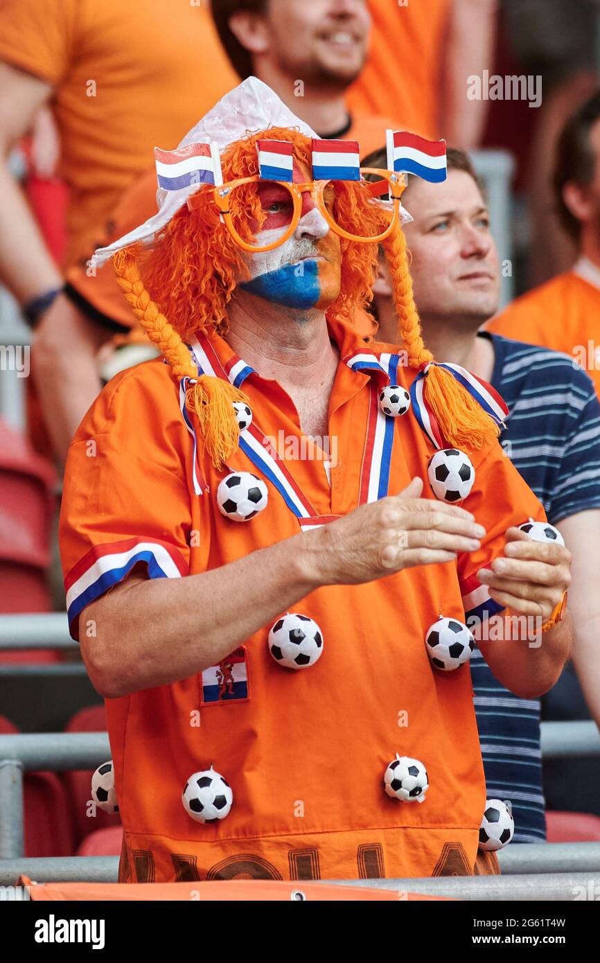 AMSTERDAM, NETHERLANDS - JUNE 13, 2021: Fans of Netherlands. EURO 2020 ...