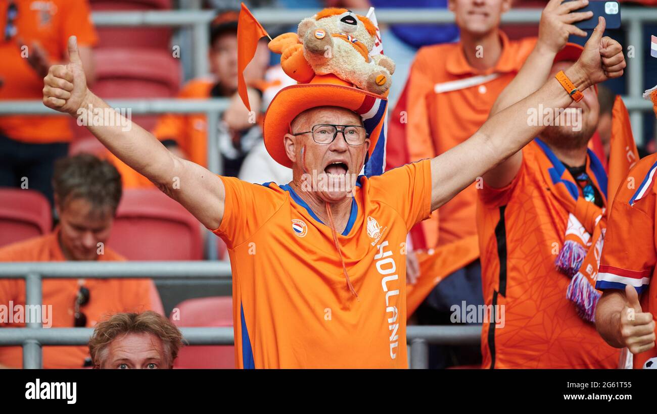 AMSTERDAM, NETHERLANDS - JUNE 13, 2021: Fans of Netherlands. EURO 2020 ...