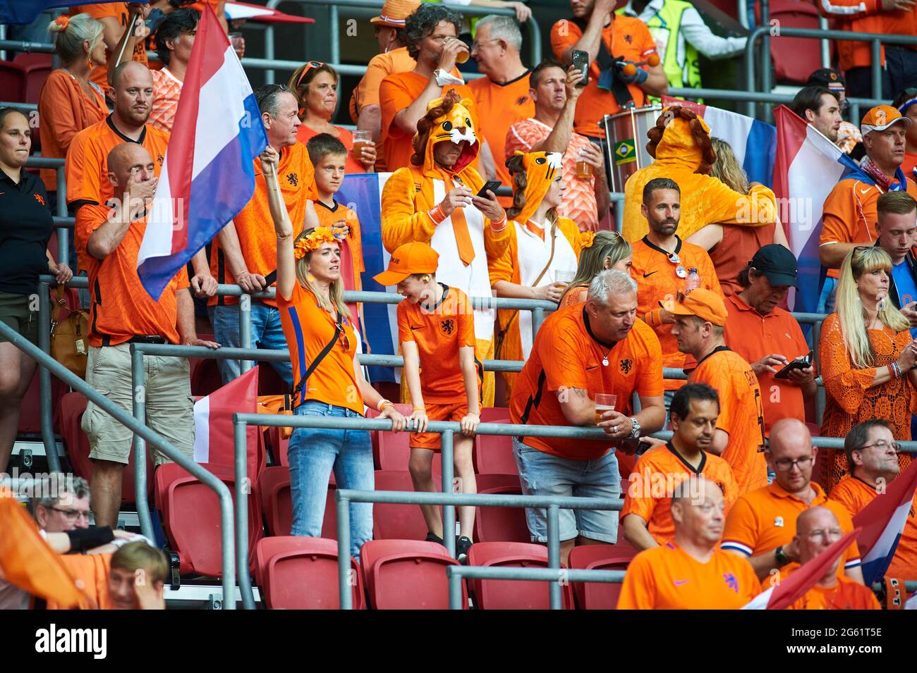 AMSTERDAM, NETHERLANDS - JUNE 13, 2021: Fans of Netherlands. EURO 2020 ...