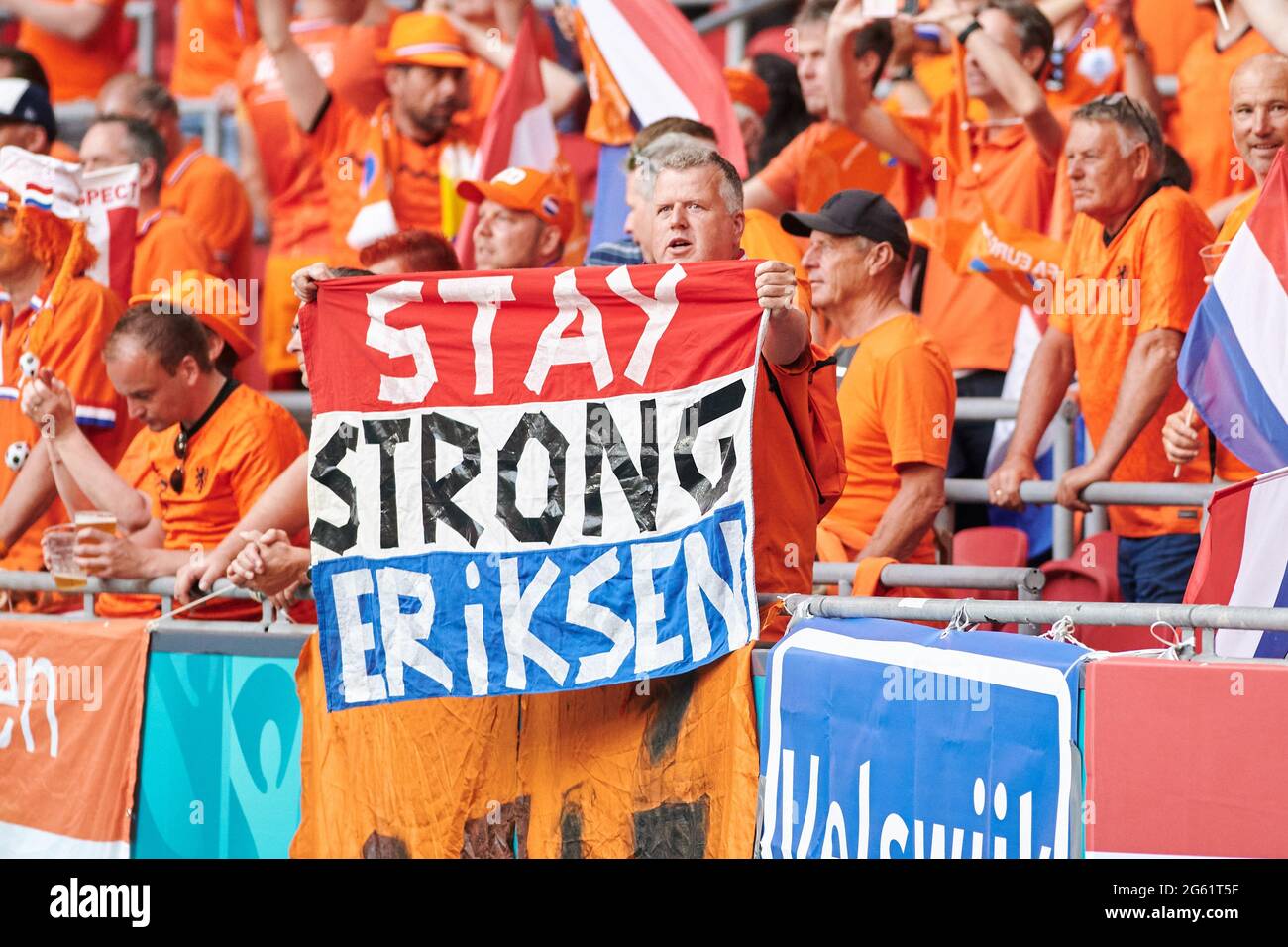 AMSTERDAM, NETHERLANDS - JUNE 13, 2021: Fans of Netherlands. EURO 2020 ...