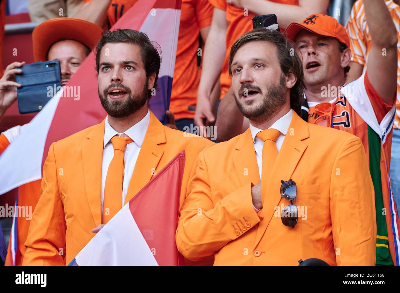 AMSTERDAM, NETHERLANDS - JUNE 13, 2021: Fans of Netherlands. EURO 2020 ...