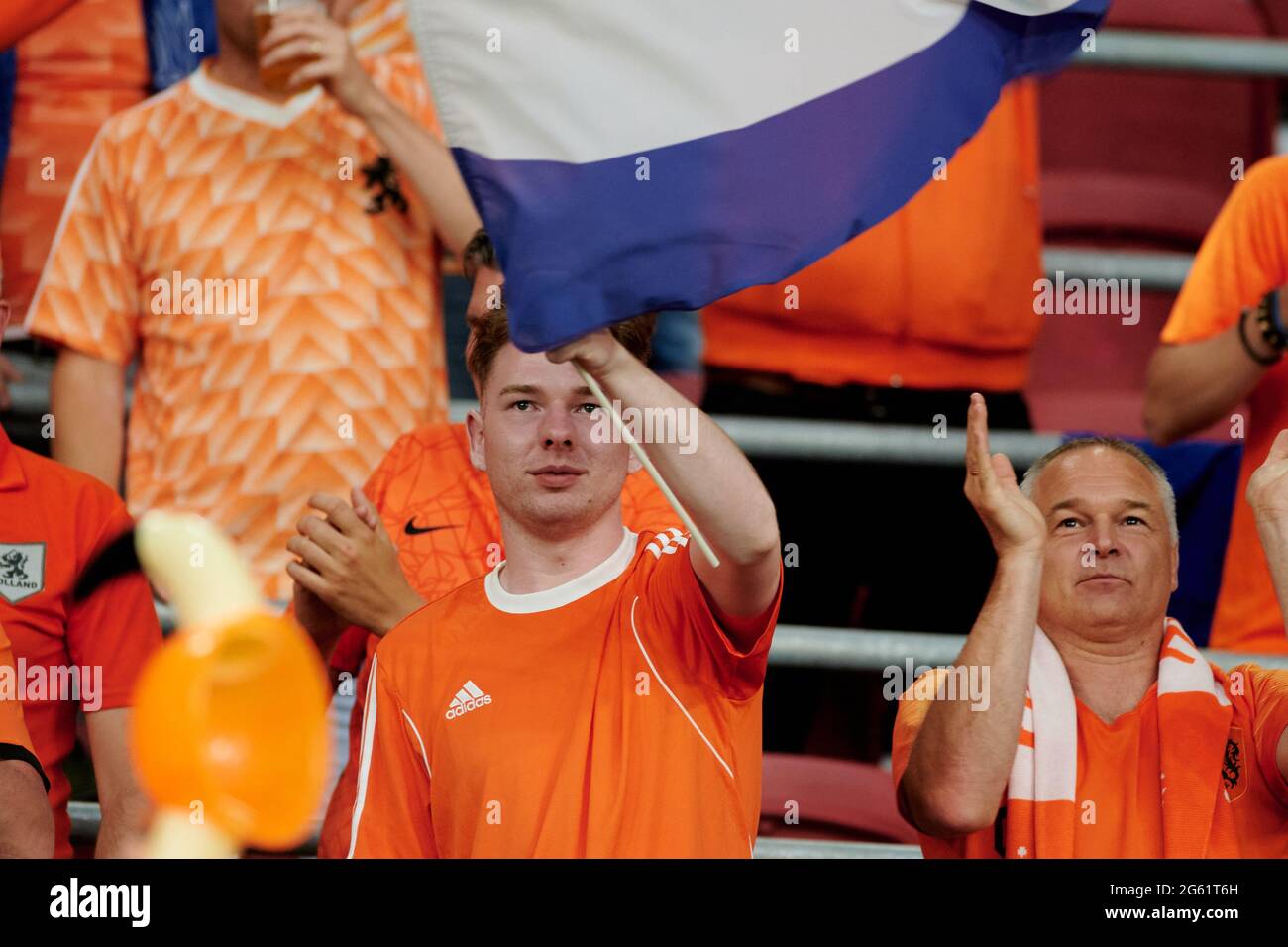 AMSTERDAM, NETHERLANDS - JUNE 13, 2021: Fans of Netherlands. EURO 2020 ...
