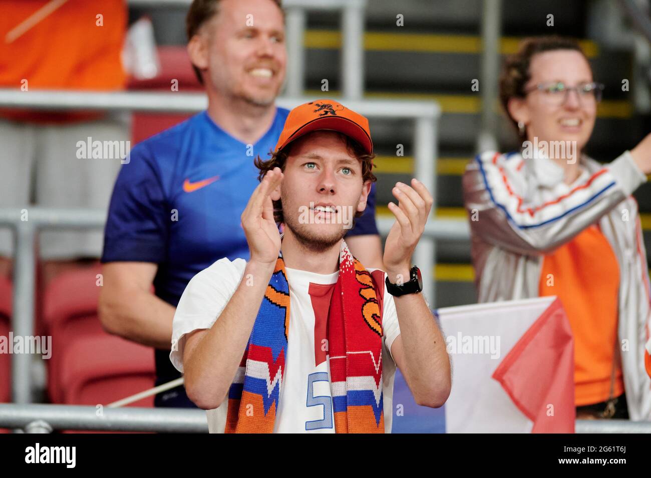 AMSTERDAM, NETHERLANDS - JUNE 13, 2021: Fans of Netherlands. EURO 2020 ...