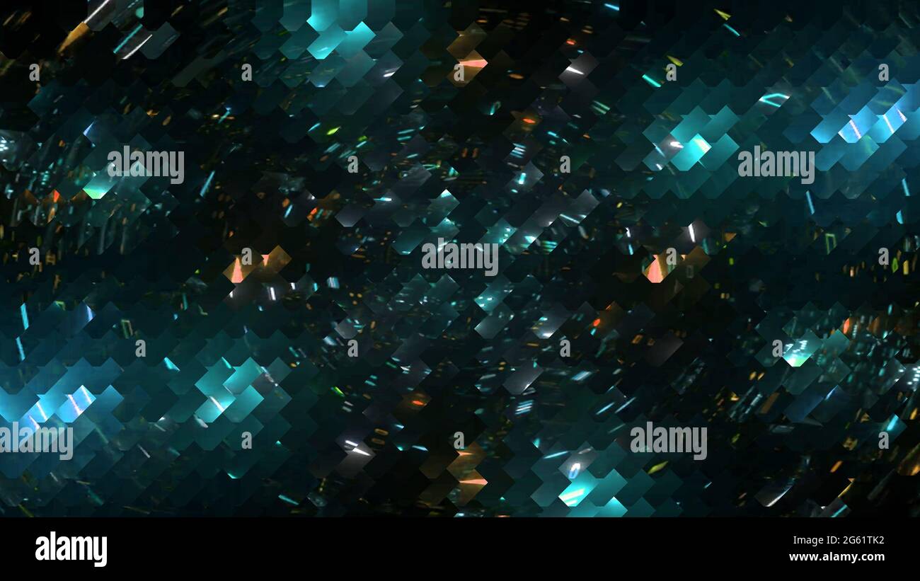 3D rendering of a mosaic of complex geometric shapes. Color palette of ...