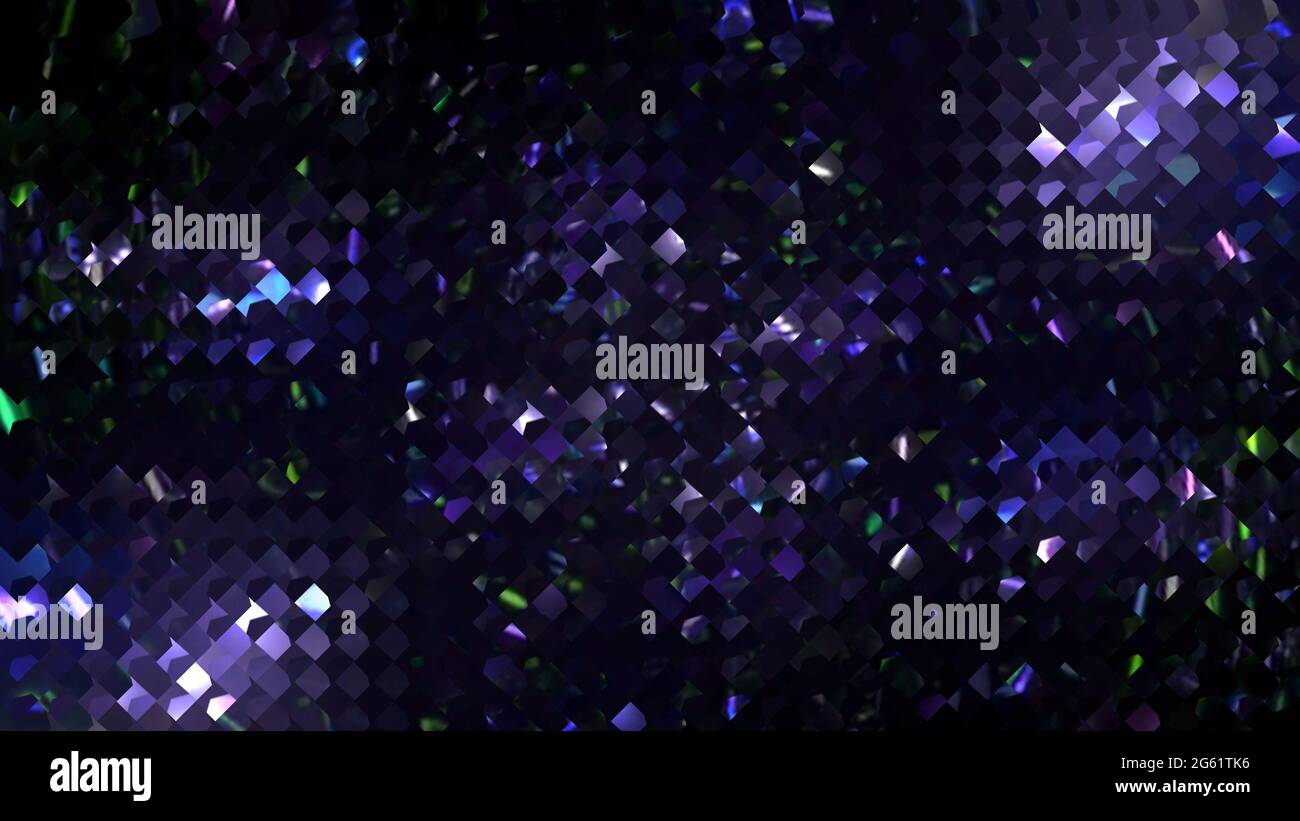 3D rendering of a mosaic of complex geometric shapes. Color palette of ...