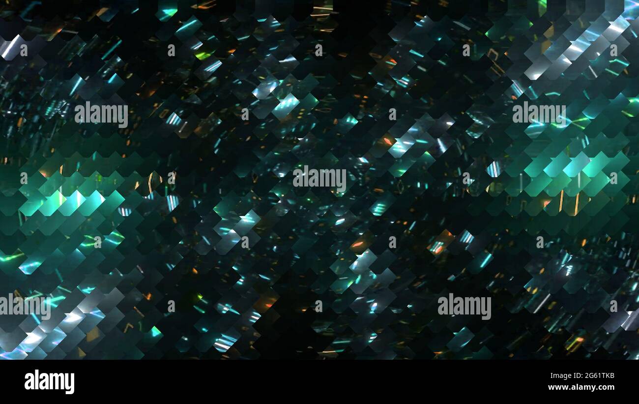 3D rendering of a mosaic of complex geometric shapes. Color palette of ...