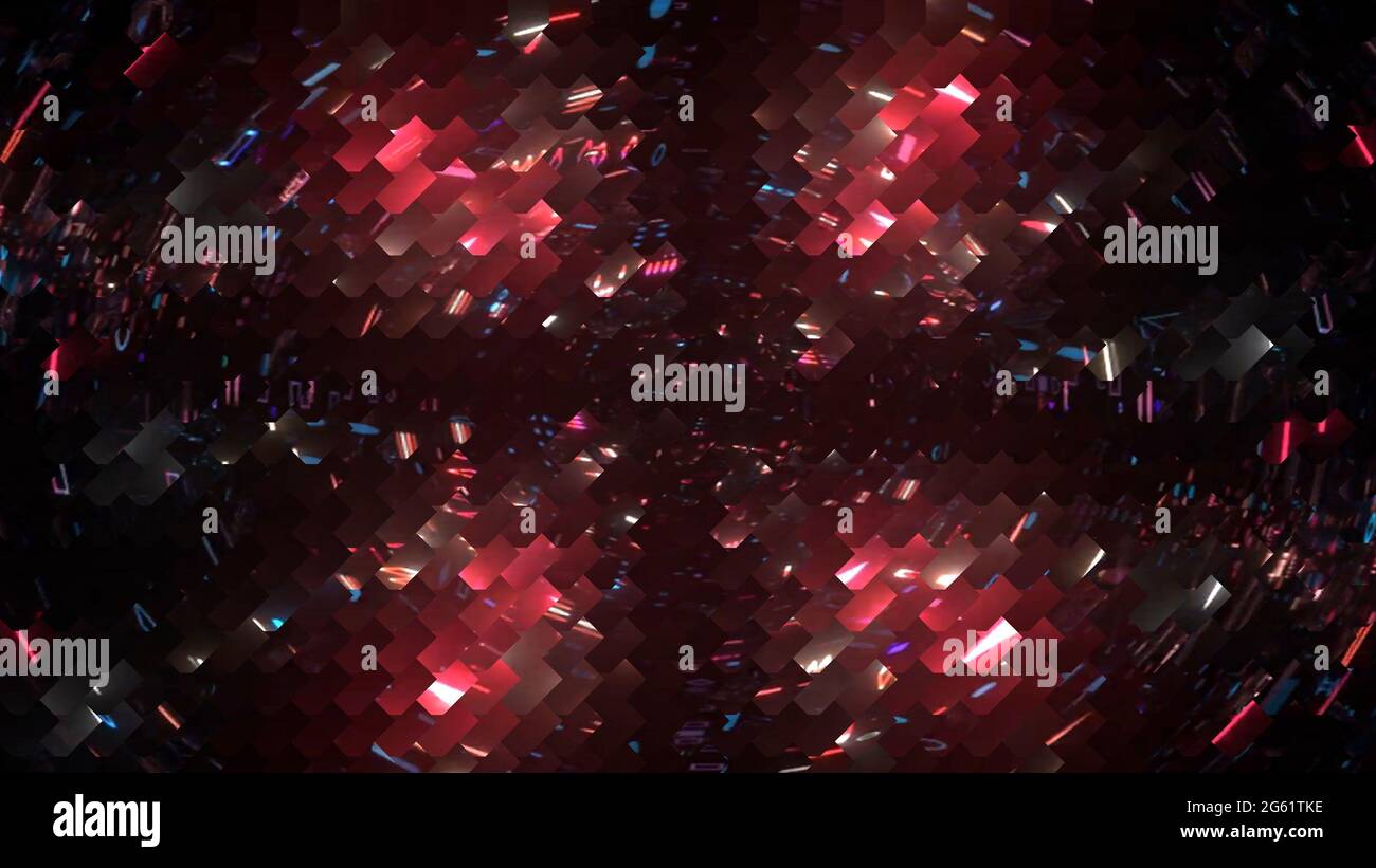 3D rendering of a mosaic of complex geometric shapes. Color palette of ...