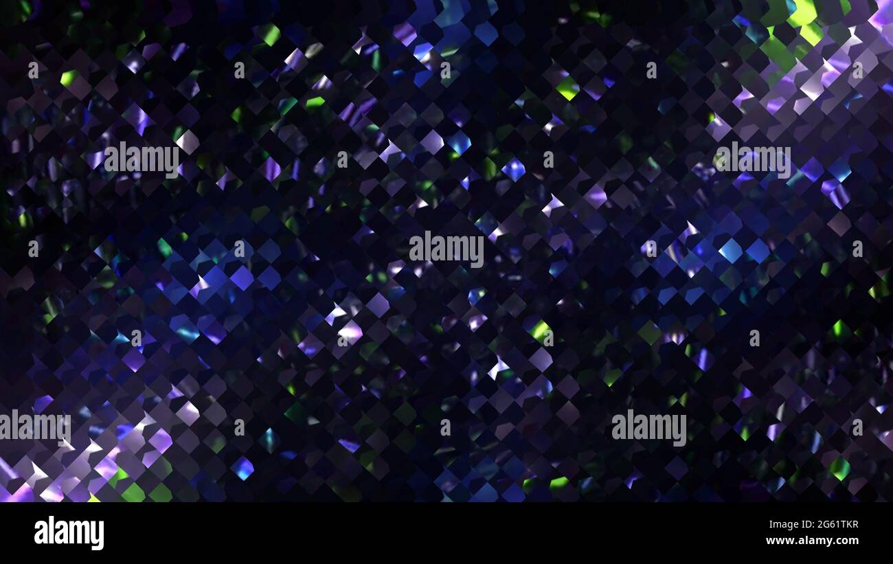 3D rendering of a mosaic of complex geometric shapes. Color palette of ...