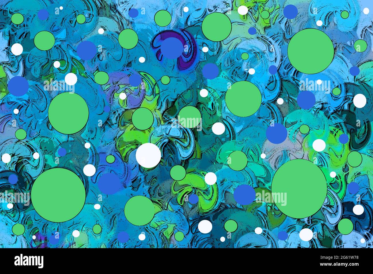 Cool colors swirl and curl in fun lumpy pattern. Colored polka dots ...