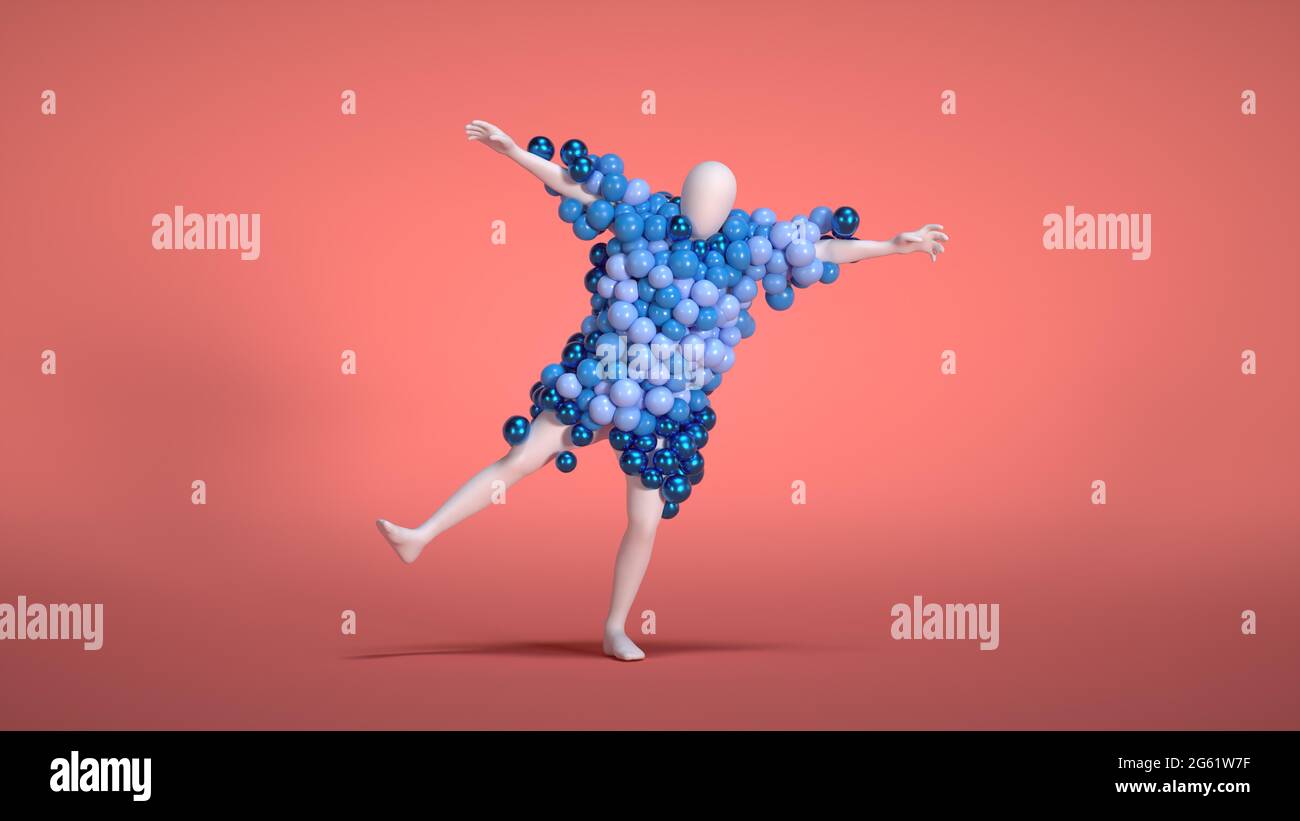 Dancing human made out of balloons. Balloon Dance, inflatable human. 3D ...