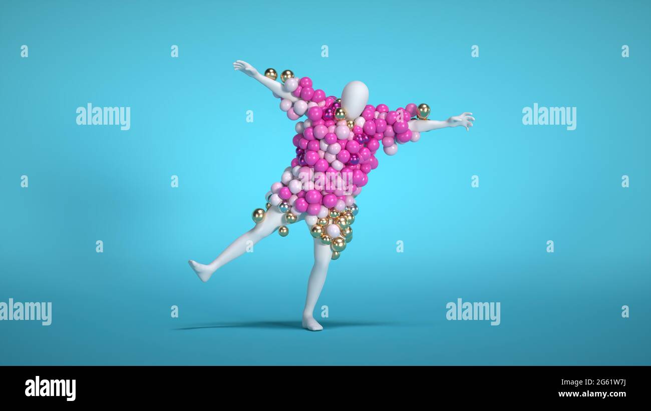 Dancing human made out of balloons. Balloon Dance, inflatable human. 3D ...