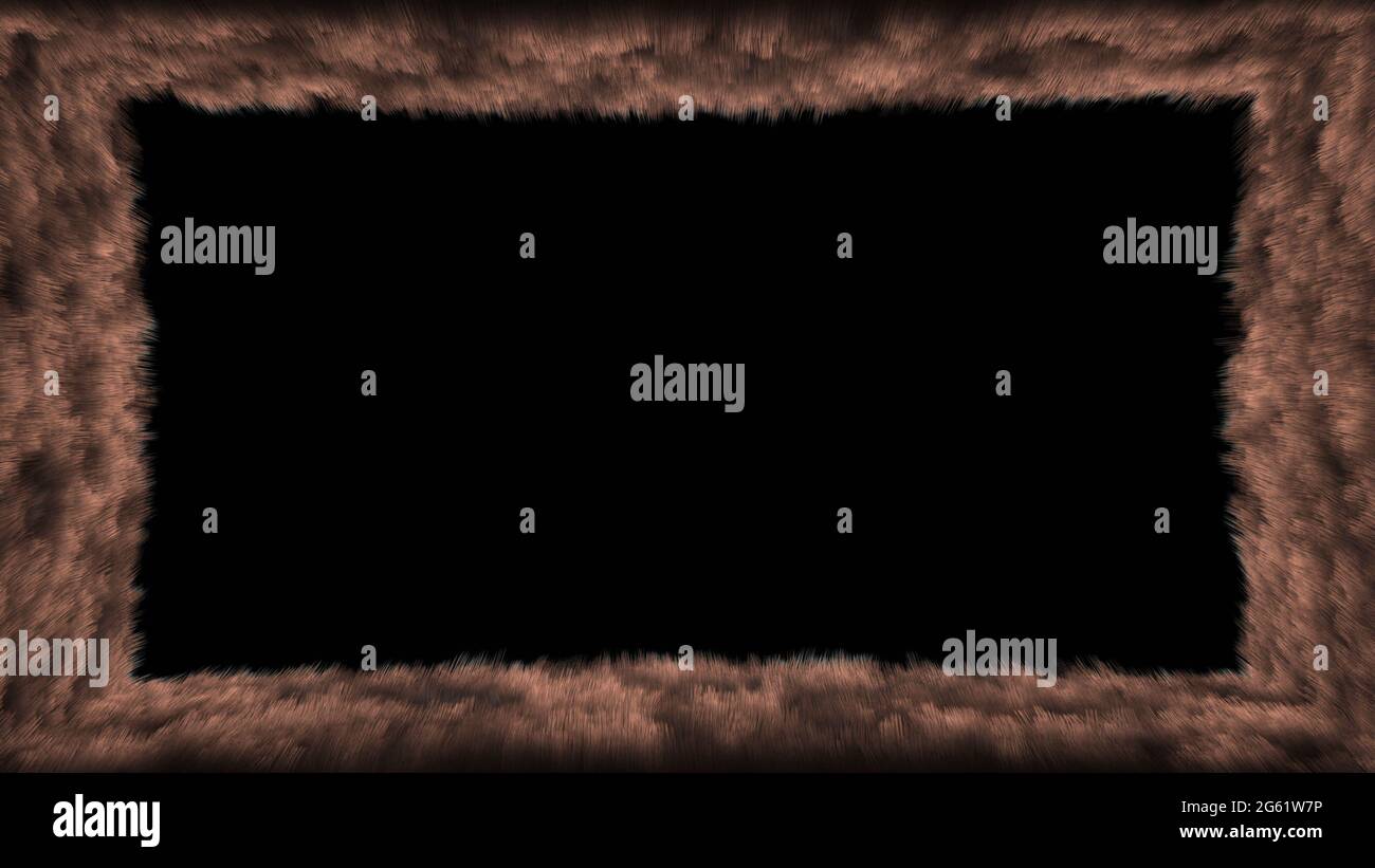 Frame covered with brown fur. Frame on black. 3D rendering Stock Photo ...