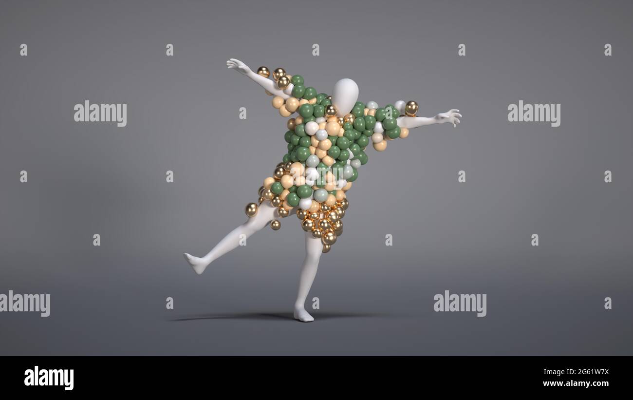 Dancing human made out of balloons. Balloon Dance, inflatable human. 3D ...