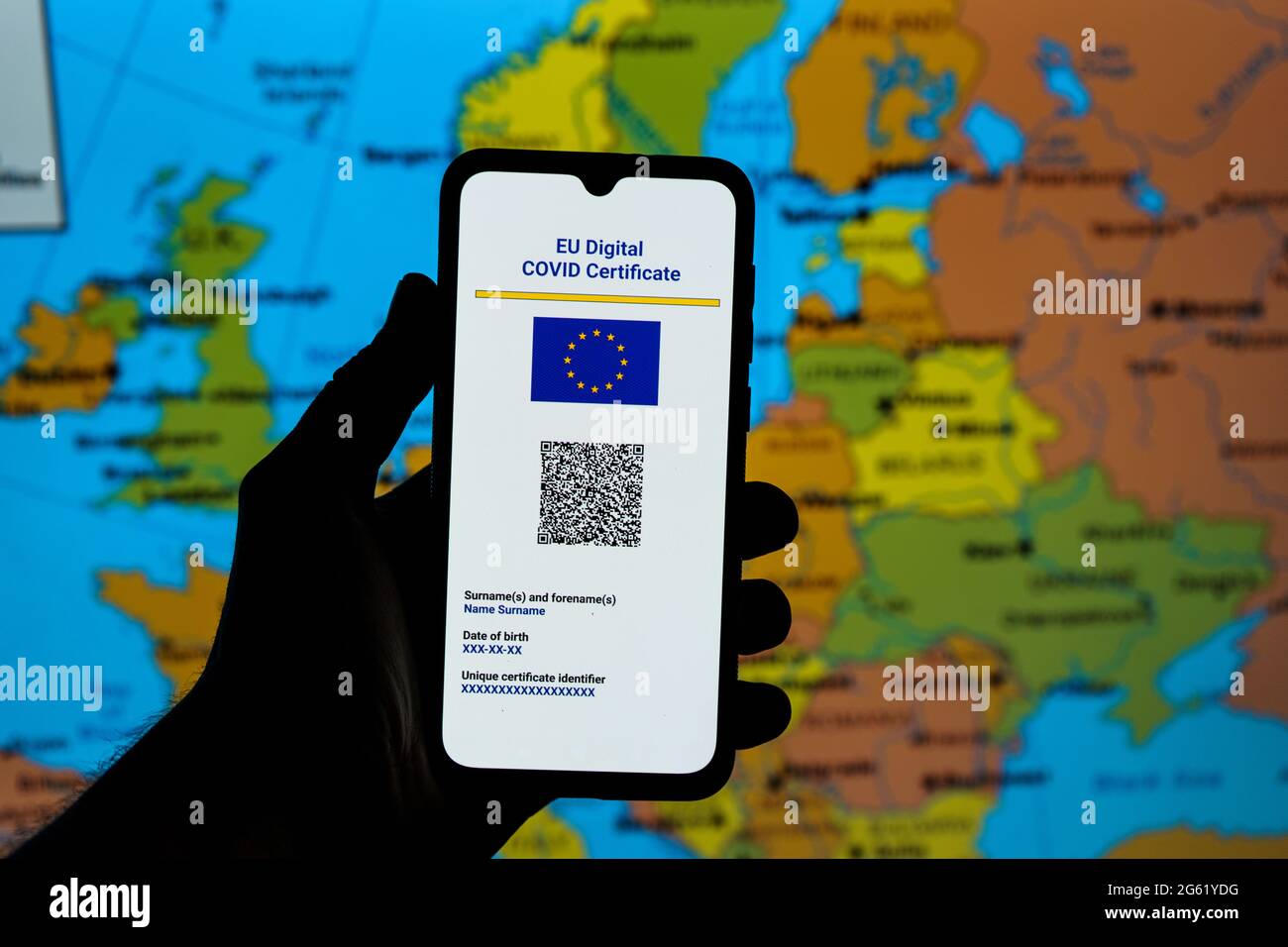 European Union digital COVID-19 certificate. Vaccination pass which ...