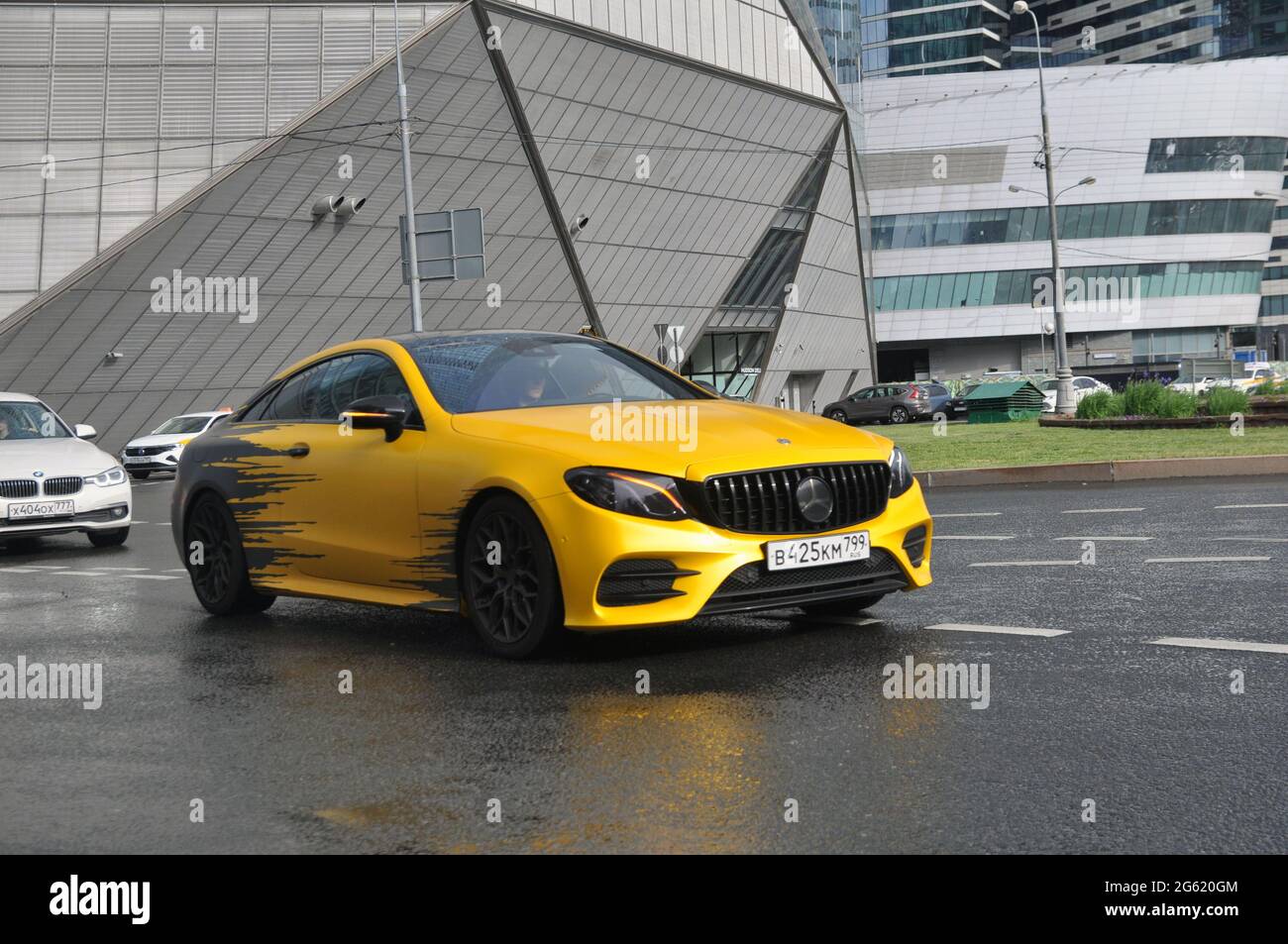 Moscow, Russia - June 20, 2021: Yellow Mercedes-Benz AMG car on the ...