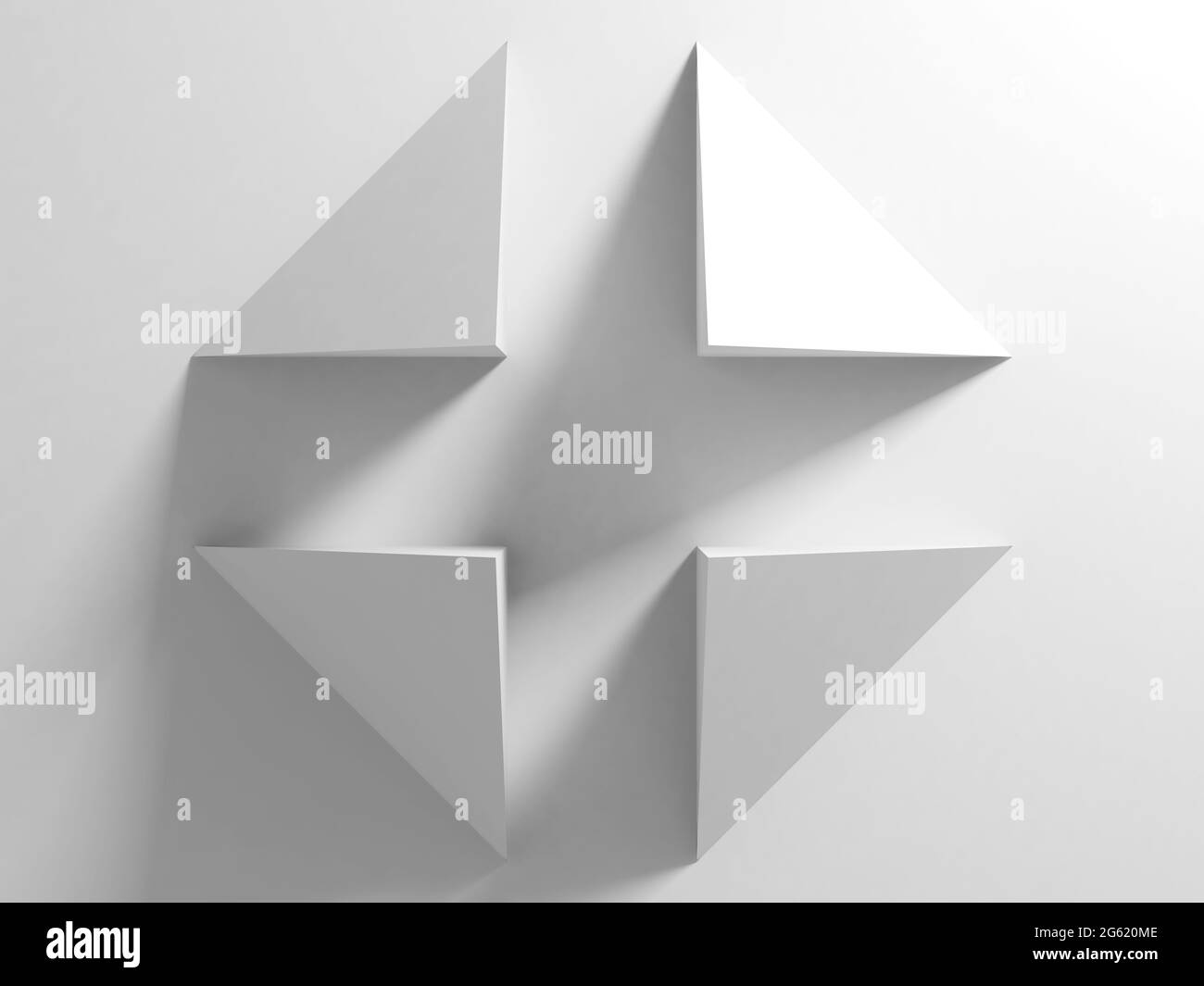 Abstract triangulated geometric installation over white wall background ...