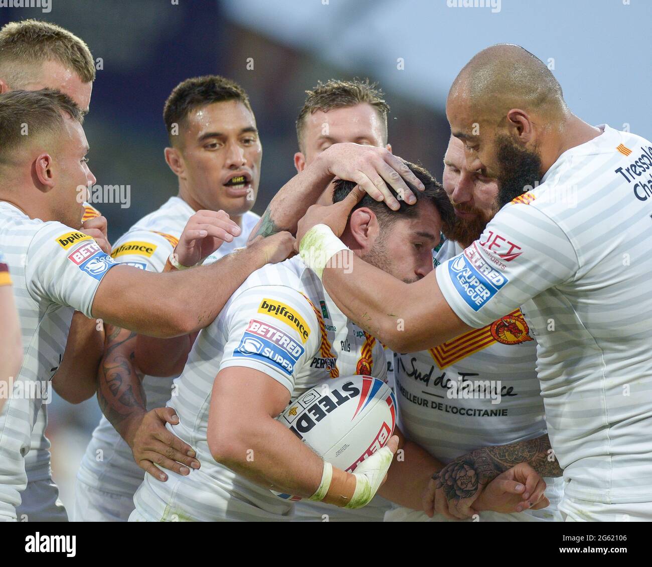 Huddersfield, England - 1 July 2021 -Benjamin Garcia of Catalan Dragons ...