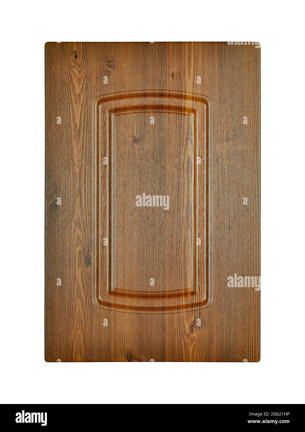 Decorative brown wooden kitchen cabinet door isolated on white ...