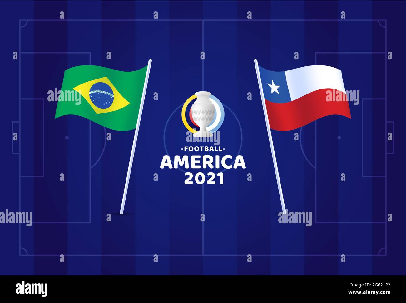 Brazil vs Chile match vector illustration Football 2021 championship ...
