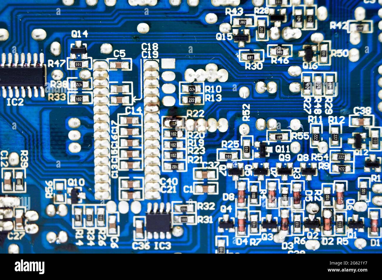 High tech electronic circuit board, detail background shot Stock Photo ...